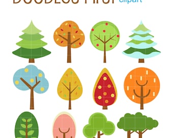 Cute Winter Tree Set Digital Clip Art for Scrapbooking Card | Etsy