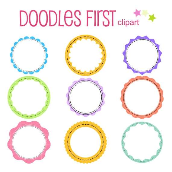 Blank Colorful Badge Frame Digital Clip Art for Scrapbooking | Etsy