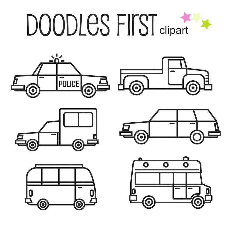 Car and Vehicle Outline Digital Clip Art for Scrapbooking Card - Etsy