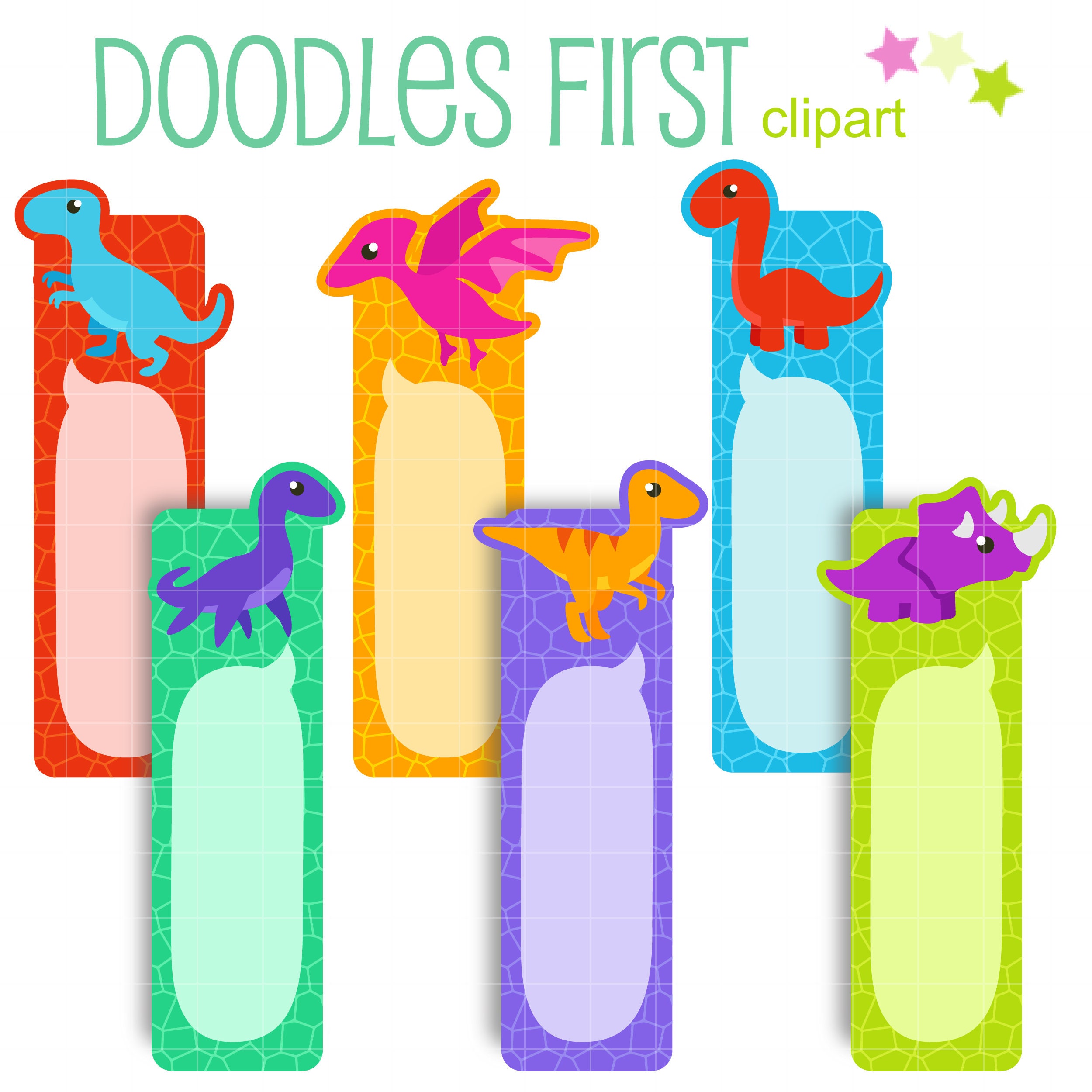Dinosaur Bookmarks Digital Clip Art for Scrapbooking Card | Etsy