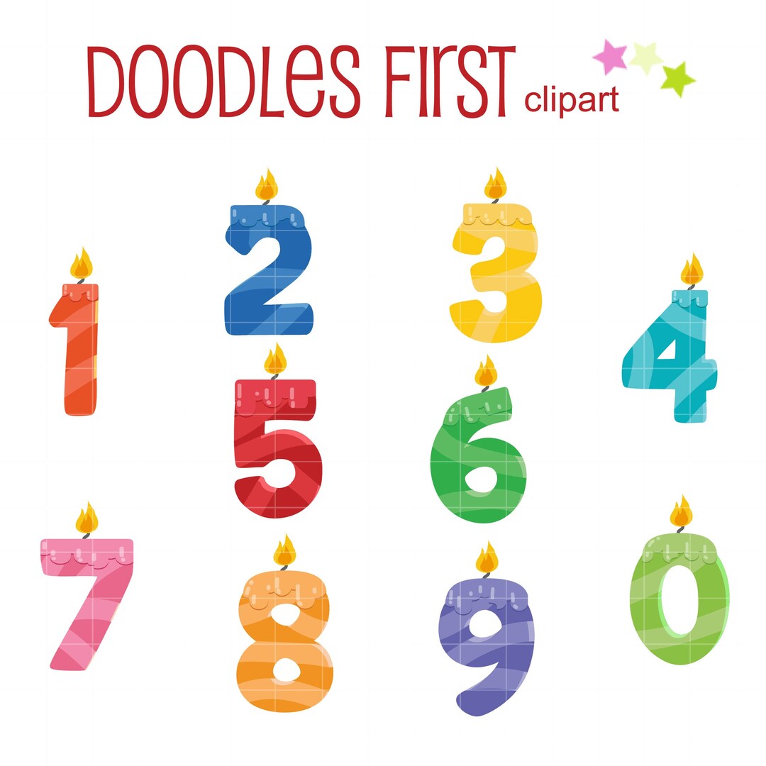 Birthday Candles Clip Art for Scrapbooking Card Making Cupcake Toppers ...
