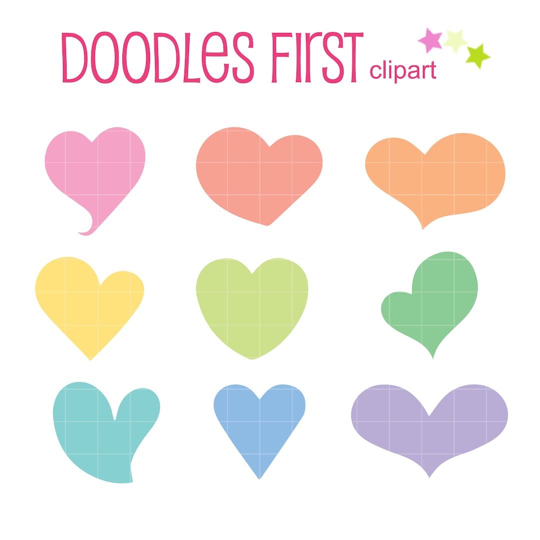 Pastel Heart Collection Set Clip Art for Scrapbooking Card Making ...