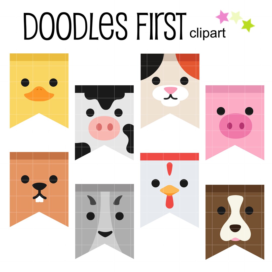 Farm Animal Buntings Digital Clip Art for Scrapbooking Card Making ...