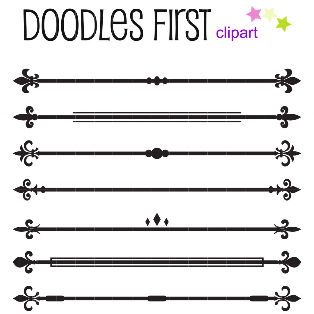 Fleur De Lis Borders Clip Art: Scrapbooking & Card Making (digital ...