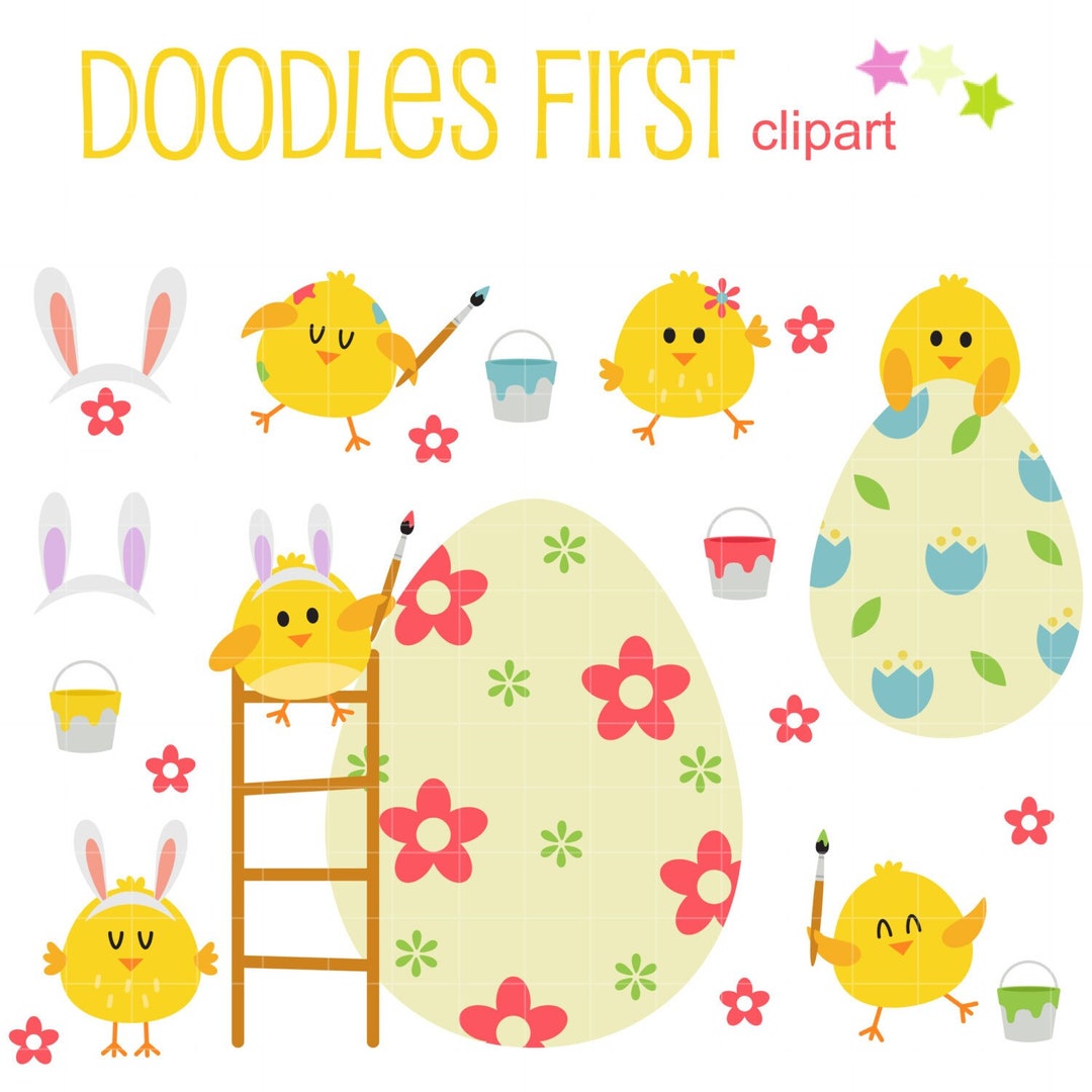 Happy Easter Chicks Digital Clip Art for Scrapbooking Card Making ...