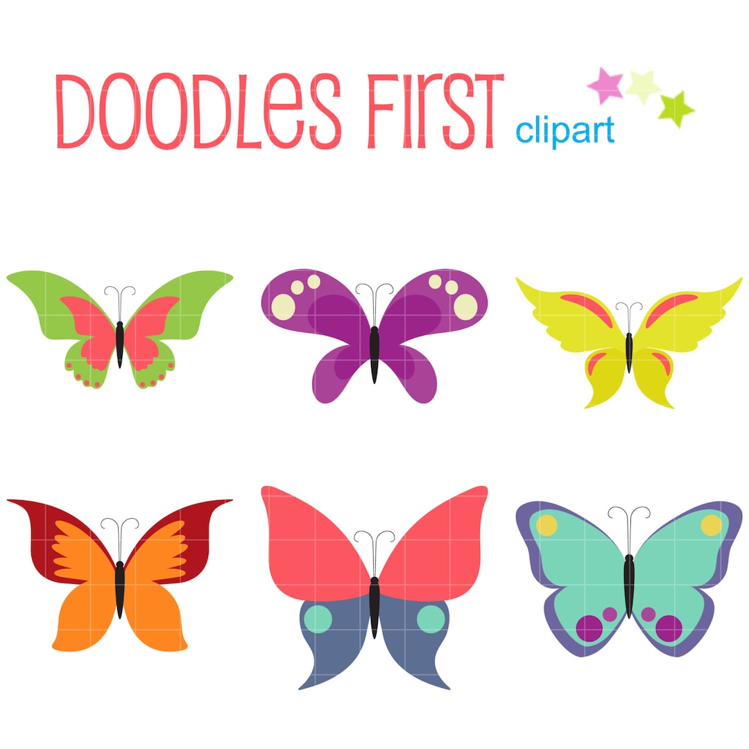 Bright Sweet Butterflies Digital Clip Art for Scrapbooking Card Making ...