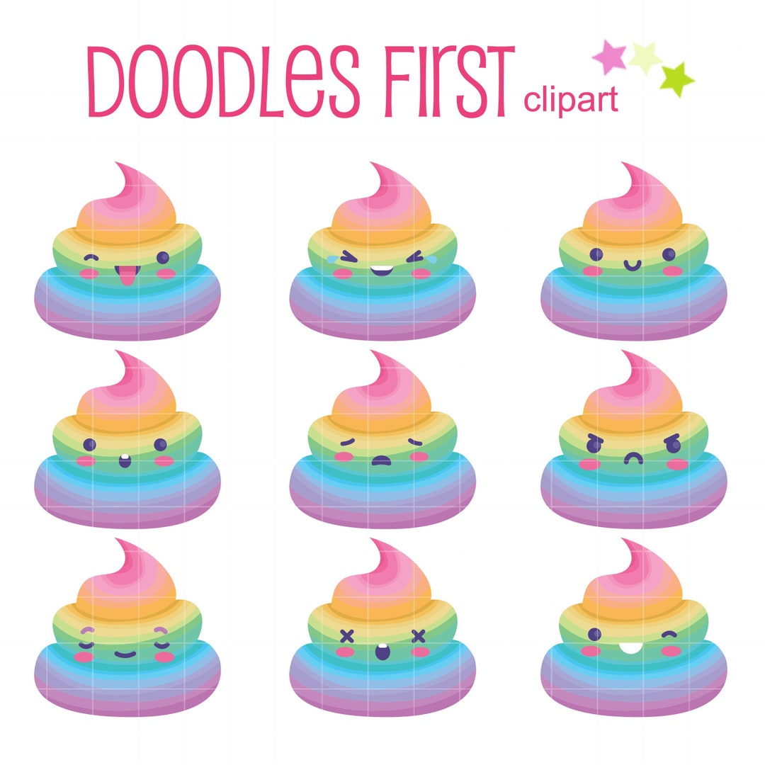 Rainbow Pony Unicorn Poop Clip Art for Scrapbooking Card Making Cupcake ...