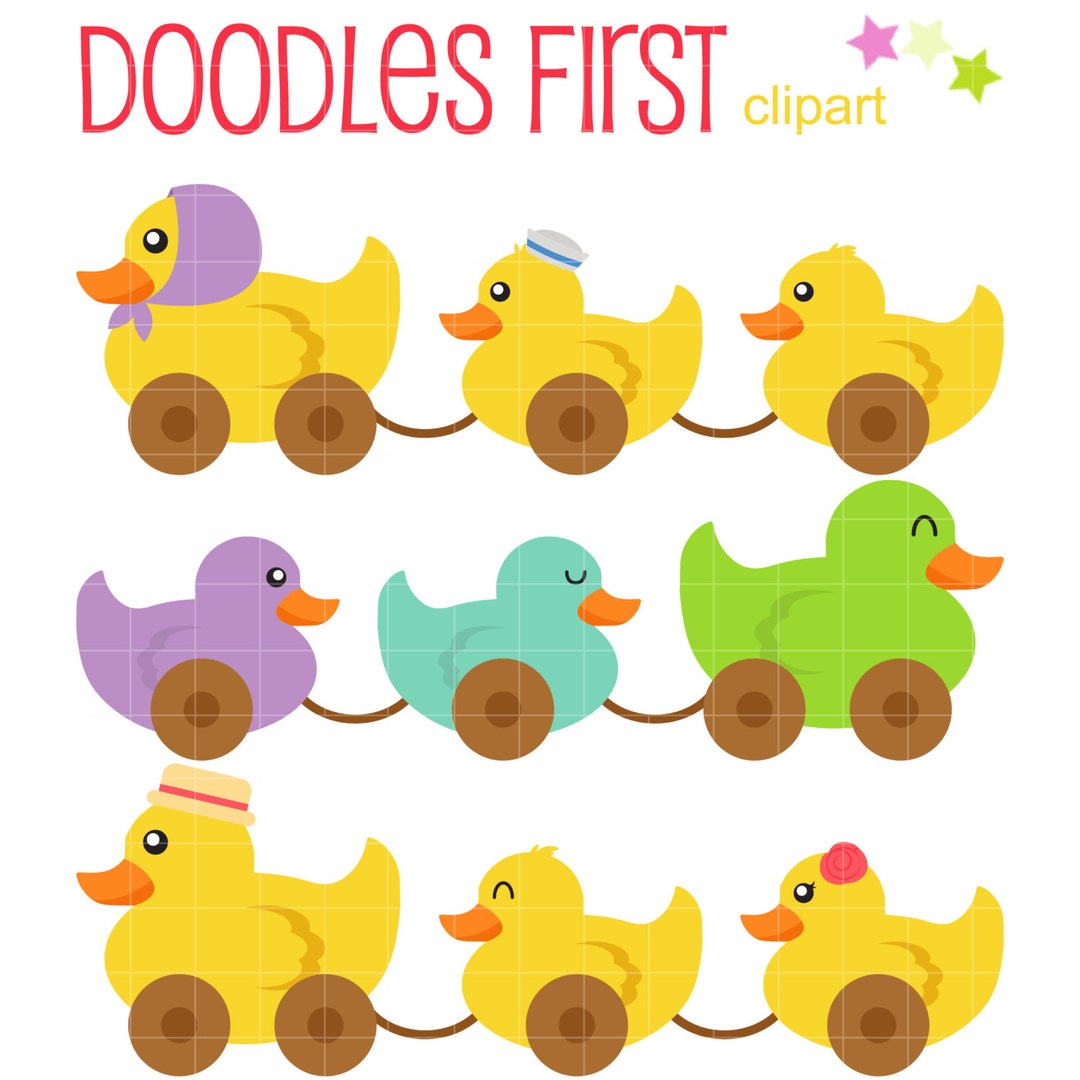 Pull Baby Duck Toy Digital Clip Art for Scrapbooking Card Making ...