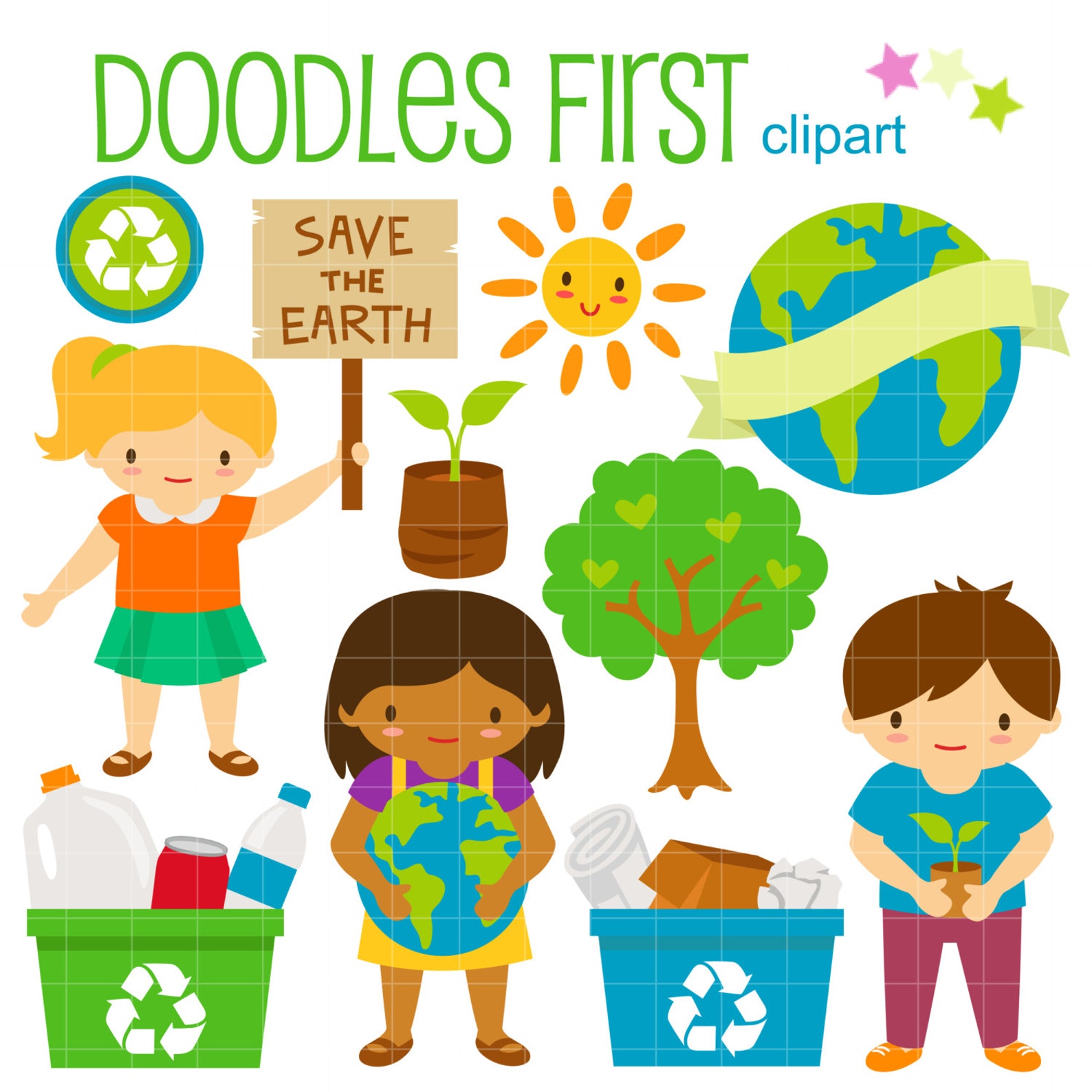 Earth Day Save the Earth Digital Clip Art for Scrapbooking Card Making ...