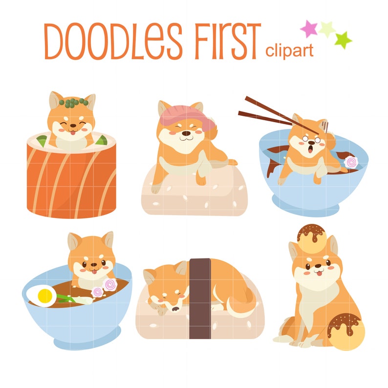 Cute Foodies Shiba Dog Digital Clip Art for Scrapbooking Card - Etsy