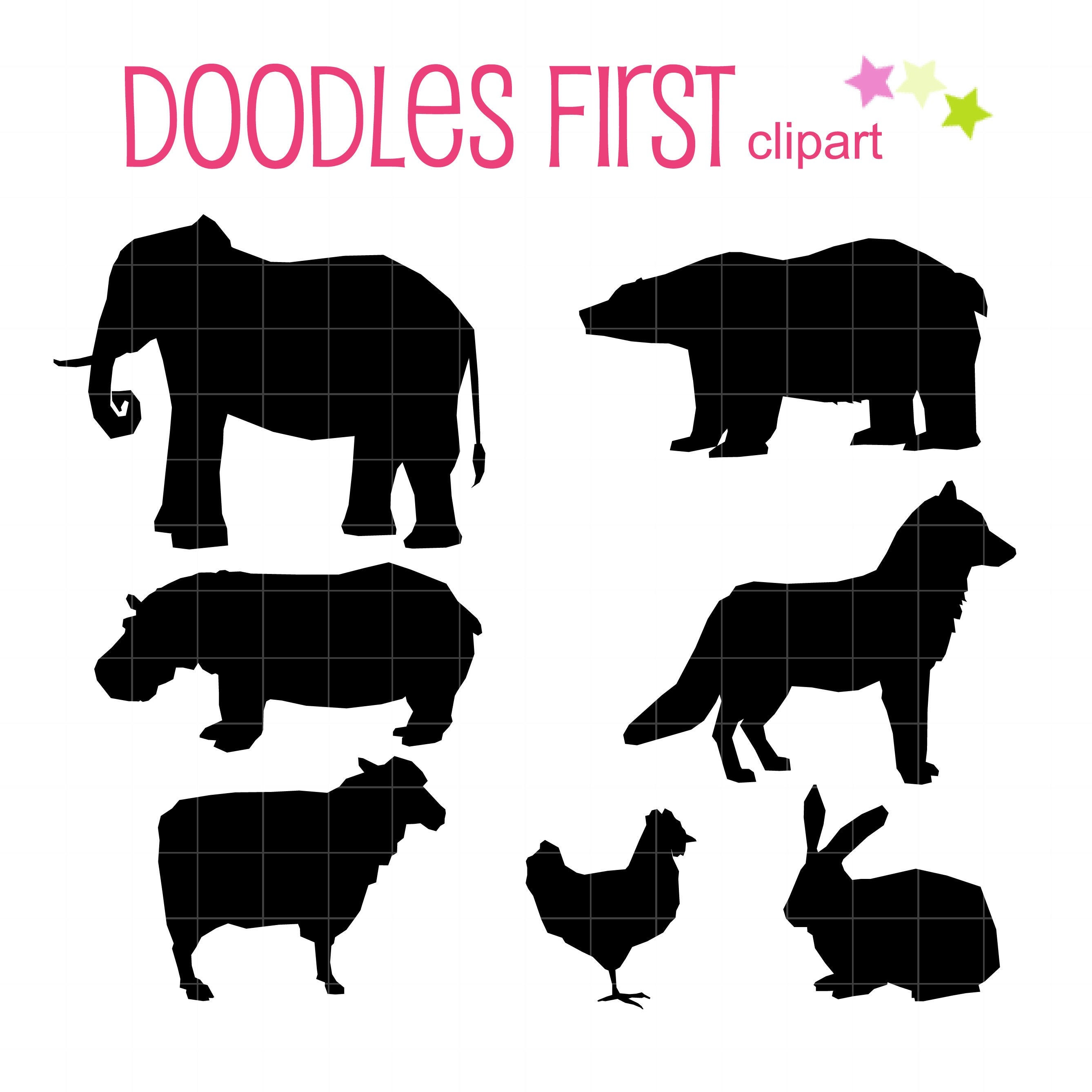 Wild Animals Silhouette Digital Clip Art for Scrapbooking Card | Etsy