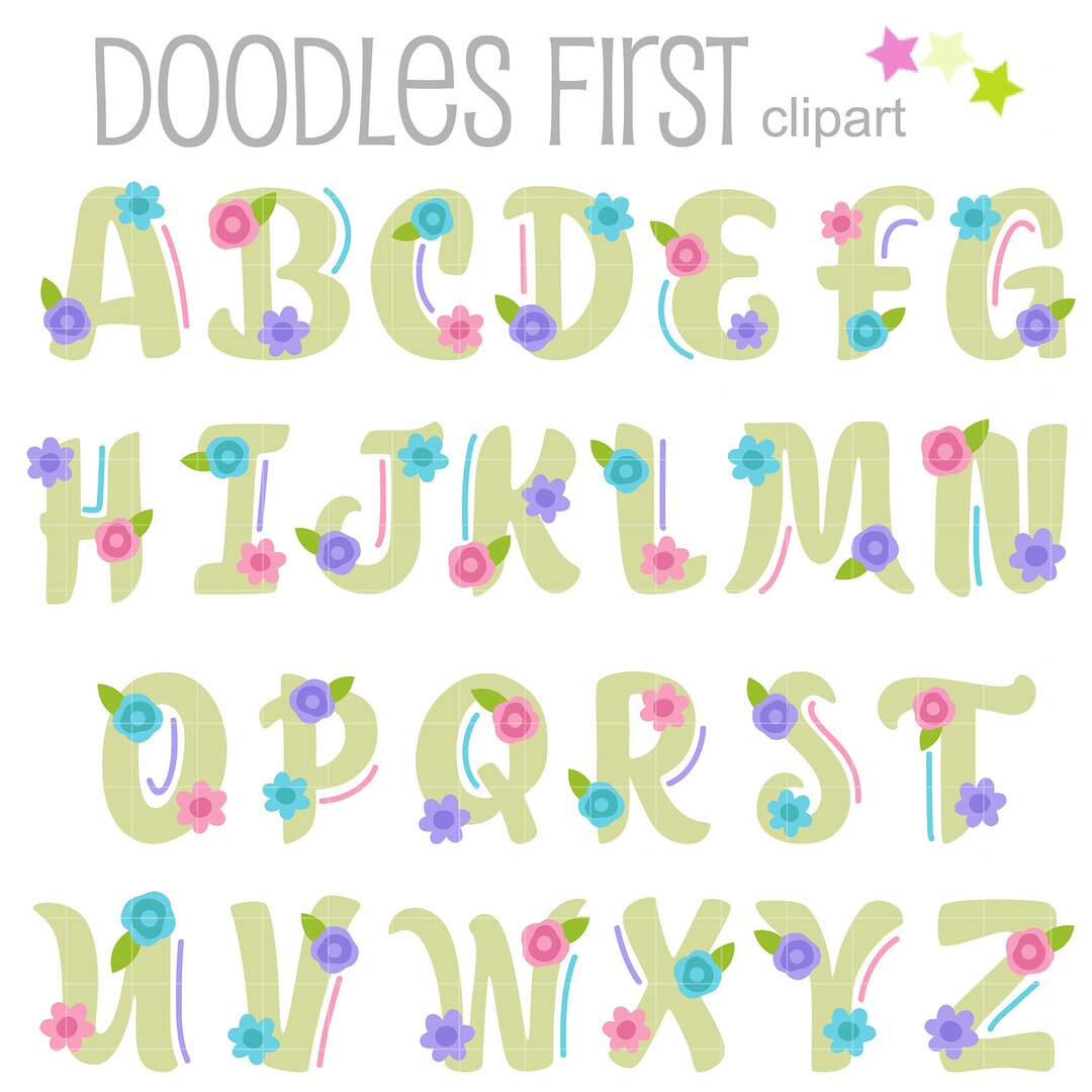 Floral Spring Letters Clip Art for Scrapbooking Card Making Cupcake ...