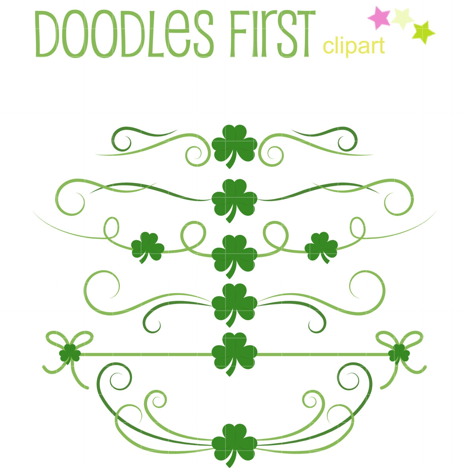 Simple Clover Borders Clip Art for Scrapbooking Card Making Cupcake ...