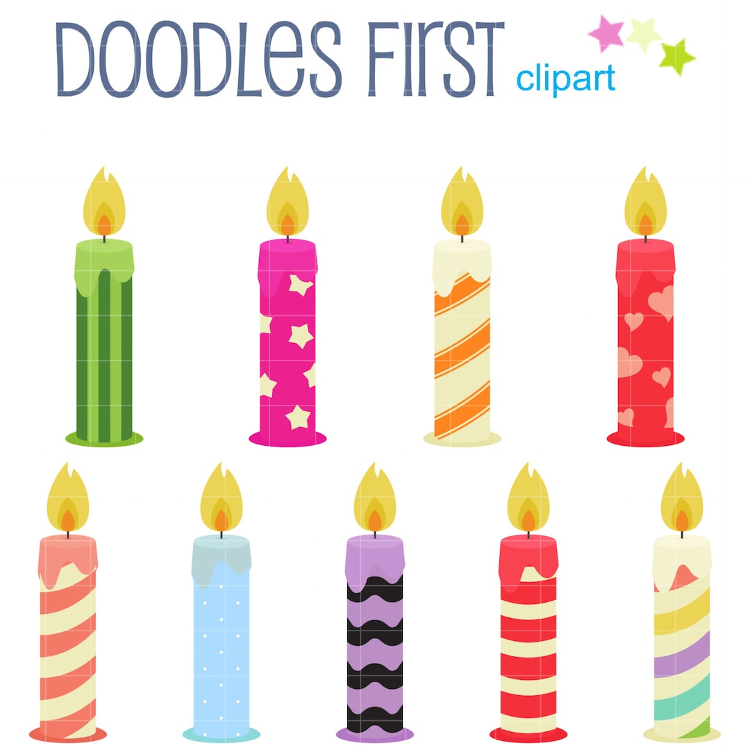 Fun Birthday Candles Digital Clip Art for Scrapbooking Card Making ...