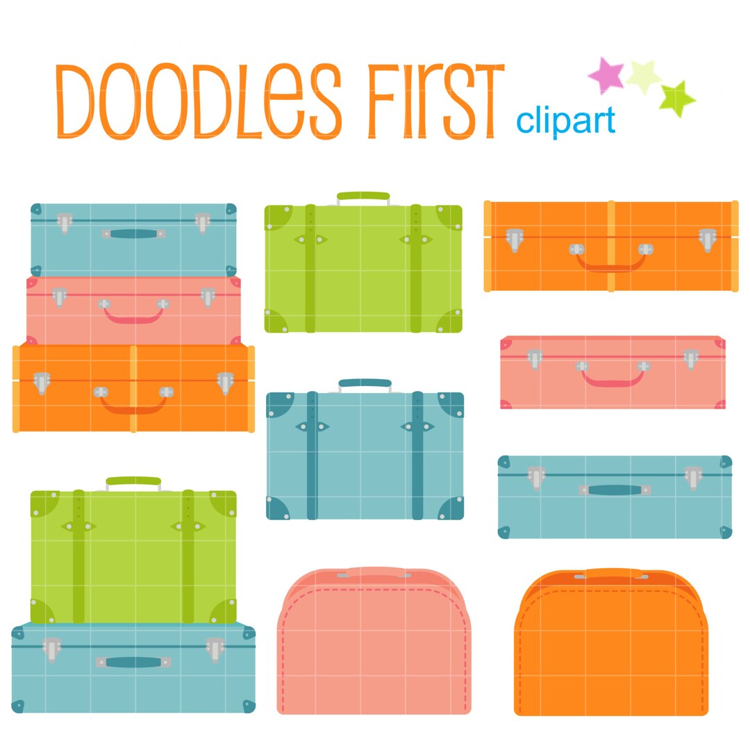 Cute Suitcases Digital Clip Art for Scrapbooking, Cricut Cut Files ...