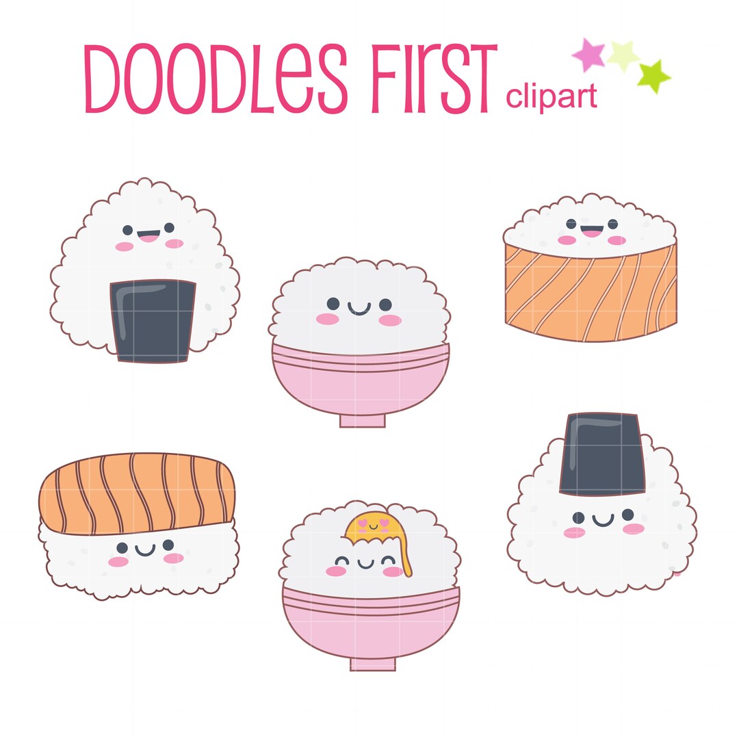 Cute Rice Ball Emoticon Digital Clip Art for Scrapbooking Card Making ...