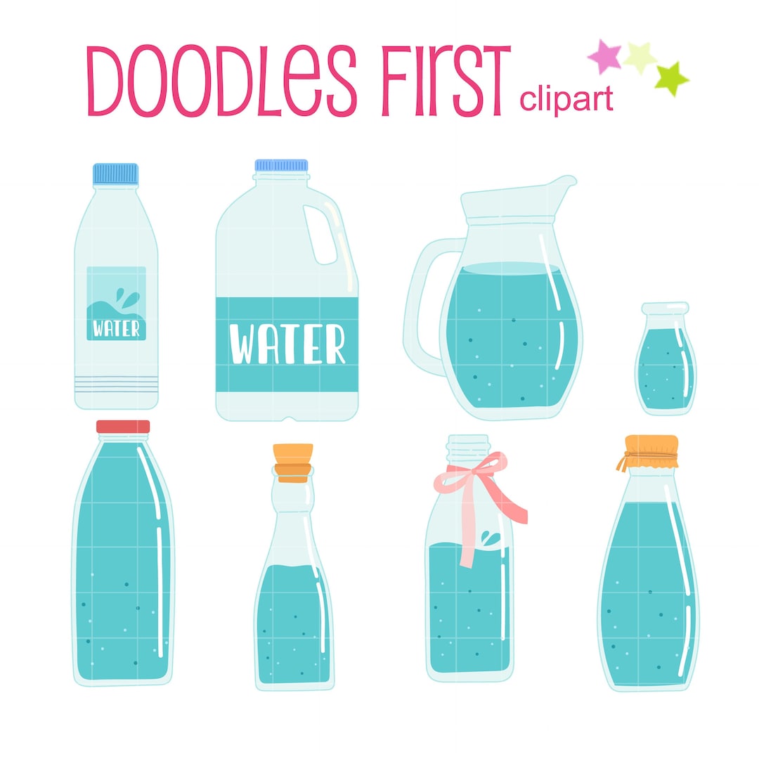 Bottle of Water Set Digital Clip Art for Scrapbooking Card Making ...