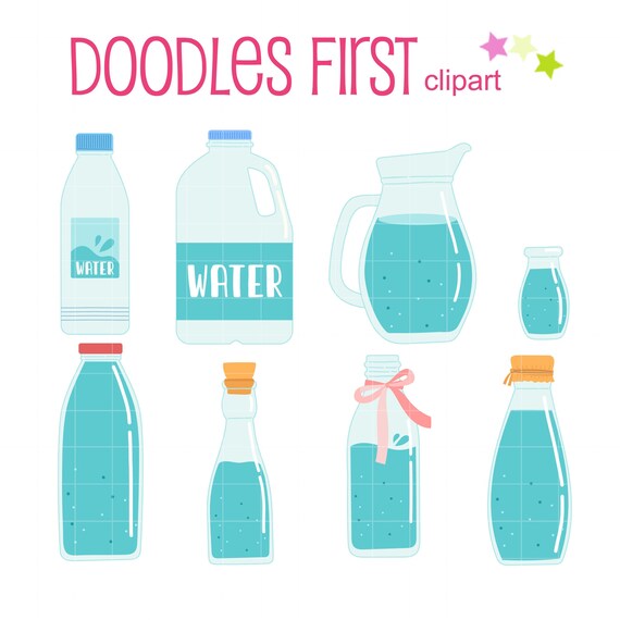 Bottle of Water Set Digital Clip Art for Scrapbooking Card - Etsy