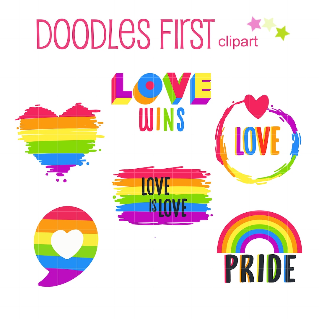 Colorful Rainbow Pride Banner Clip Art for Scrapbooking Card Making ...