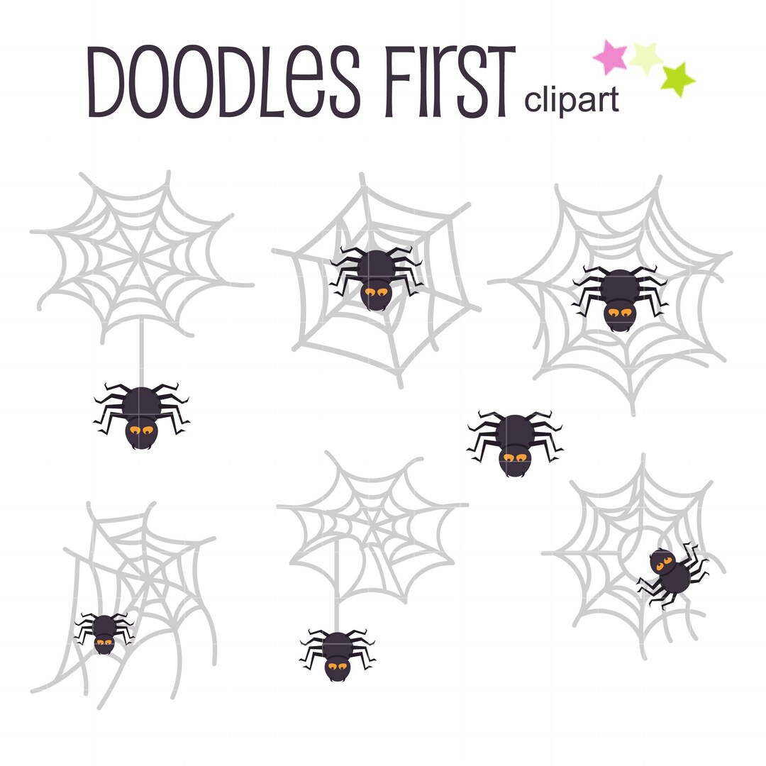 Spider and Spider Web Digital Clip Art for Scrapbooking Card Making ...