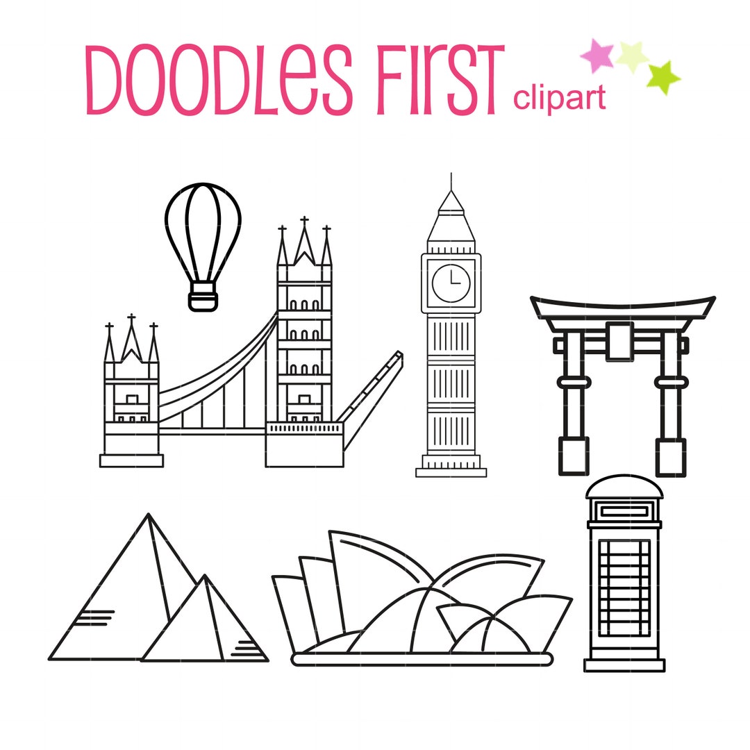 Travel Outline Clipart Digital Clip Art for Scrapbooking Card Making ...