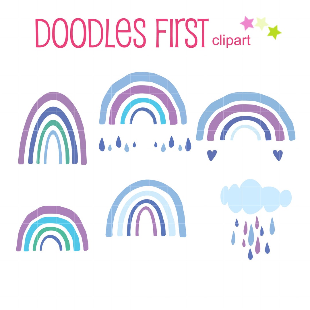 Purple Rainbow Doodle Clip Art for Scrapbooking Card Making Cupcake ...