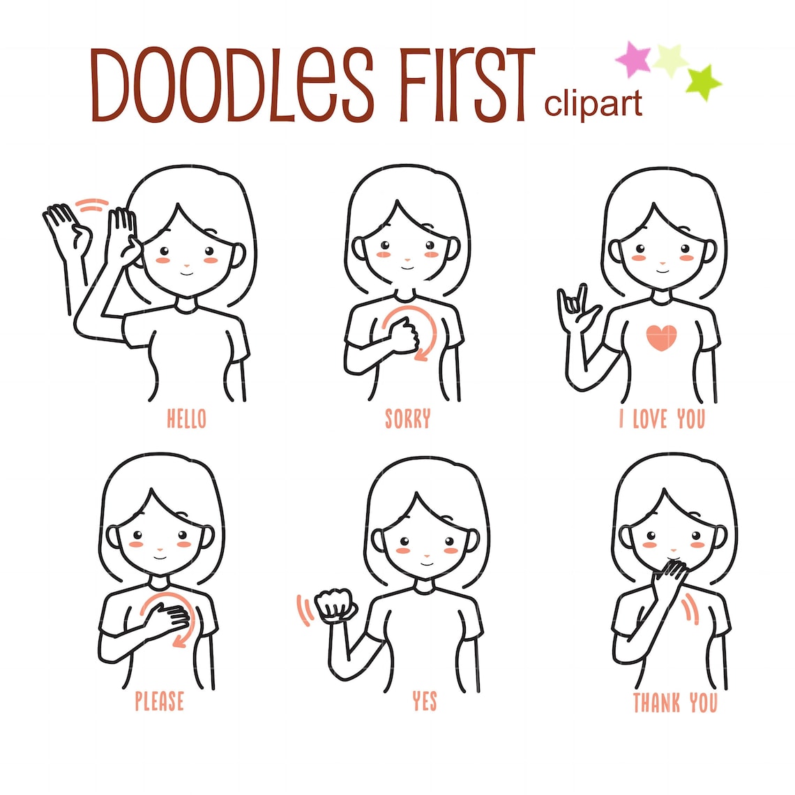 Basic Sign Language Digital Clip Art for Scrapbooking Card - Etsy