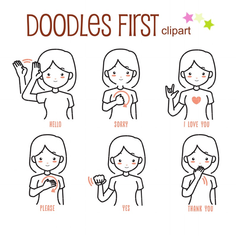 Basic Sign Language Digital Clip Art for Scrapbooking Card - Etsy