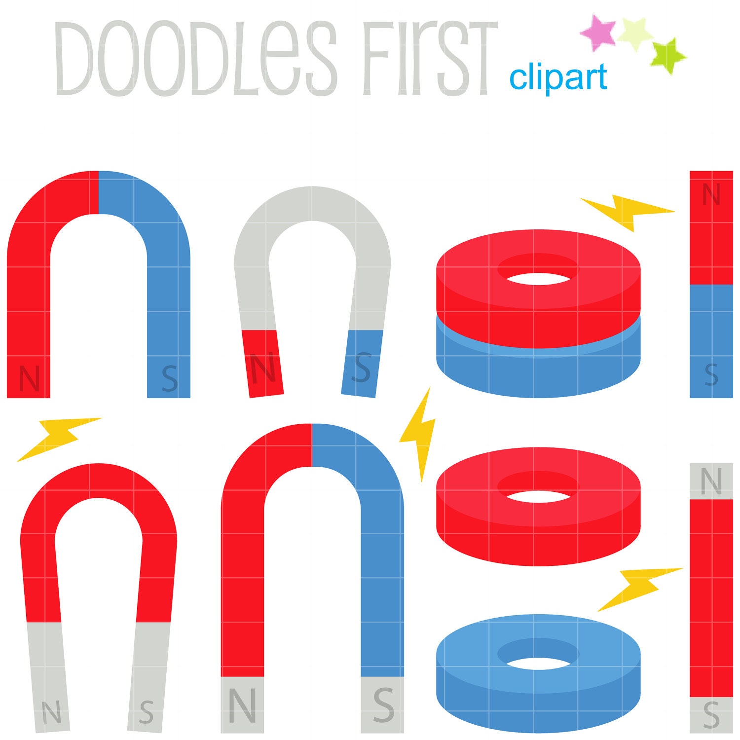 Magnet Set Digital Clip Art for Scrapbooking Card Making | Etsy