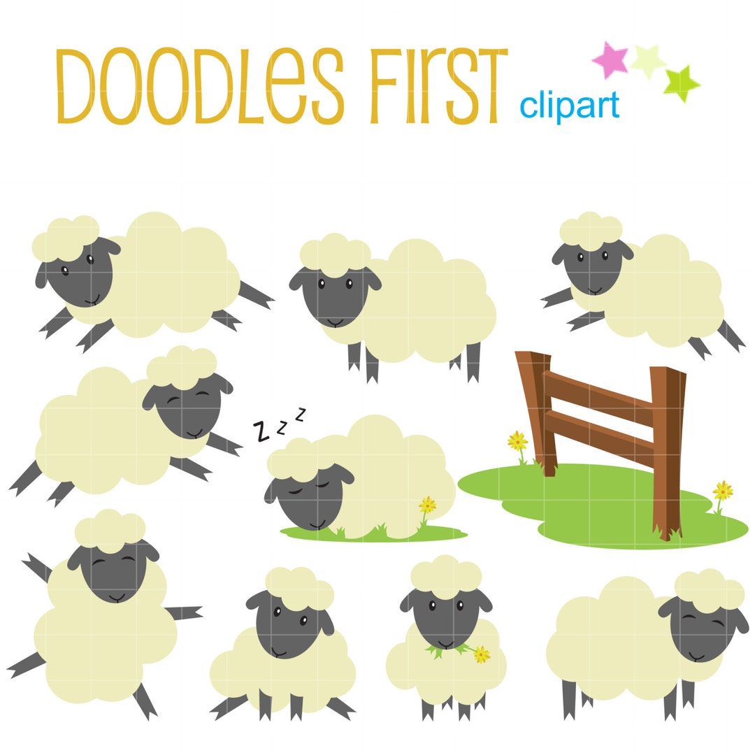 Counting Sheep Digital Clipart for Scrapbooking, Cricut Cut Files ...