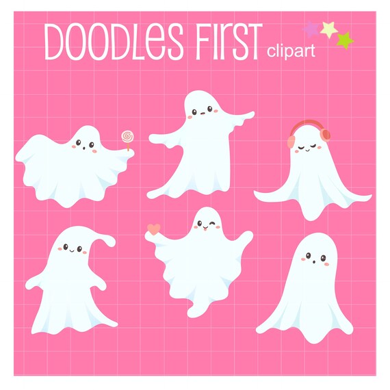 Kawaii Halloween Ghost Clip Art for Scrapbooking Card Making - Etsy