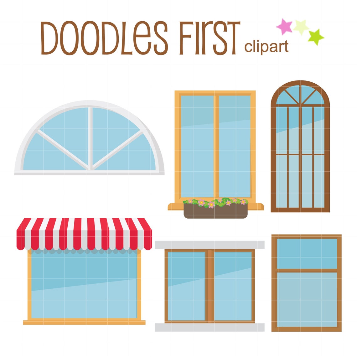 Quirky Windows Digital Clip Art for Scrapbooking Card Making - Etsy