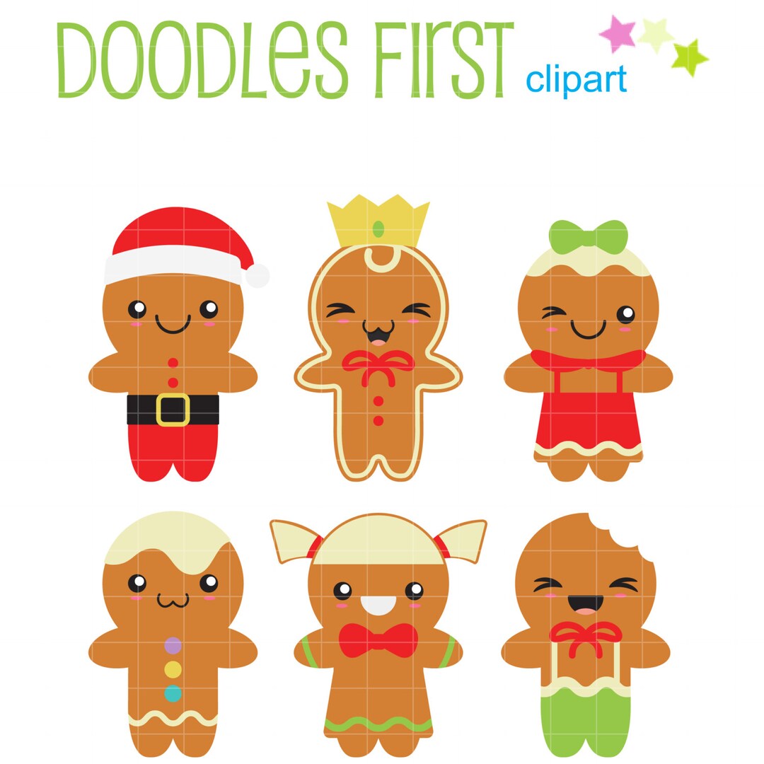 Kawaii Ginger Breads Digital Clipart for Scrapbooking, Cricut Cut Files ...