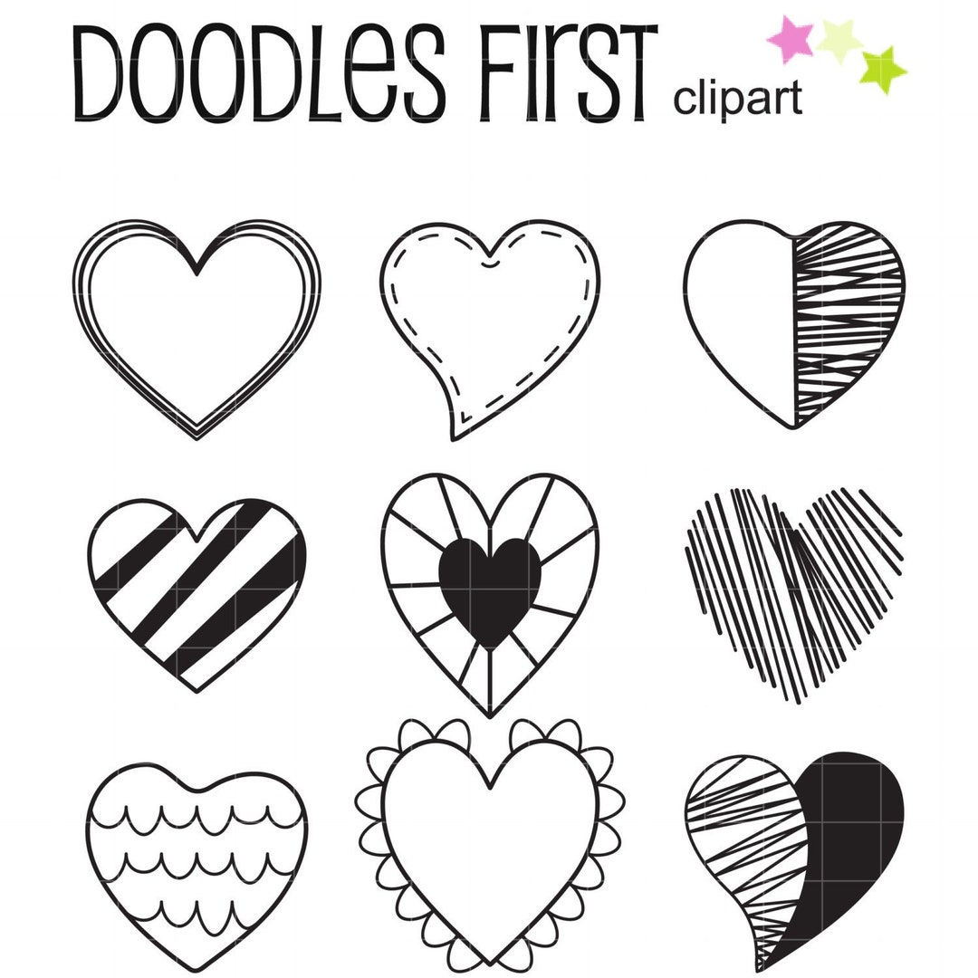 Hand Drawn Hearts Digital Clip Art for Scrapbooking Card Making Cupcake ...