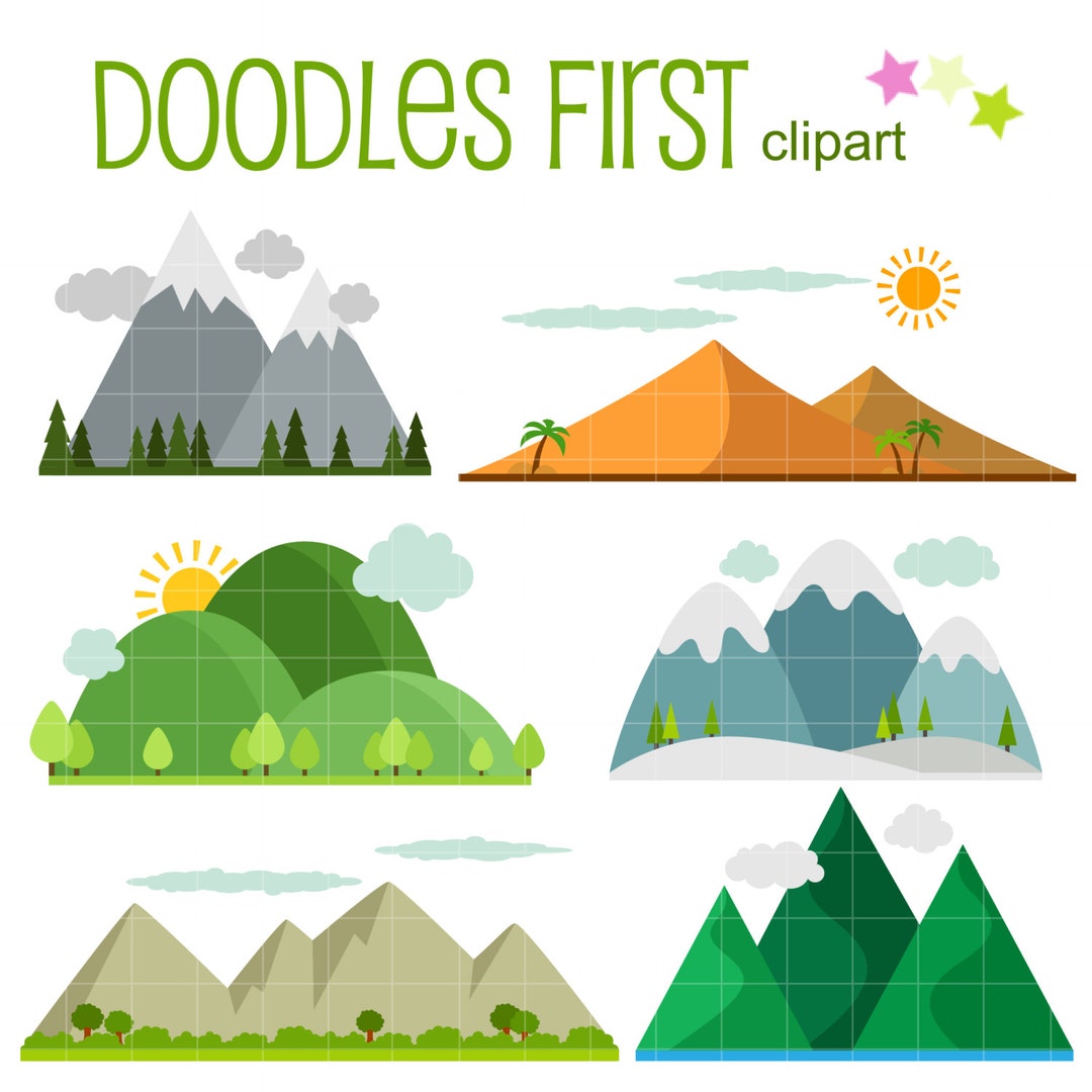 Mountain Landscapes SVG, PNG, Digital Clip Art for Scrapbooking, Card ...