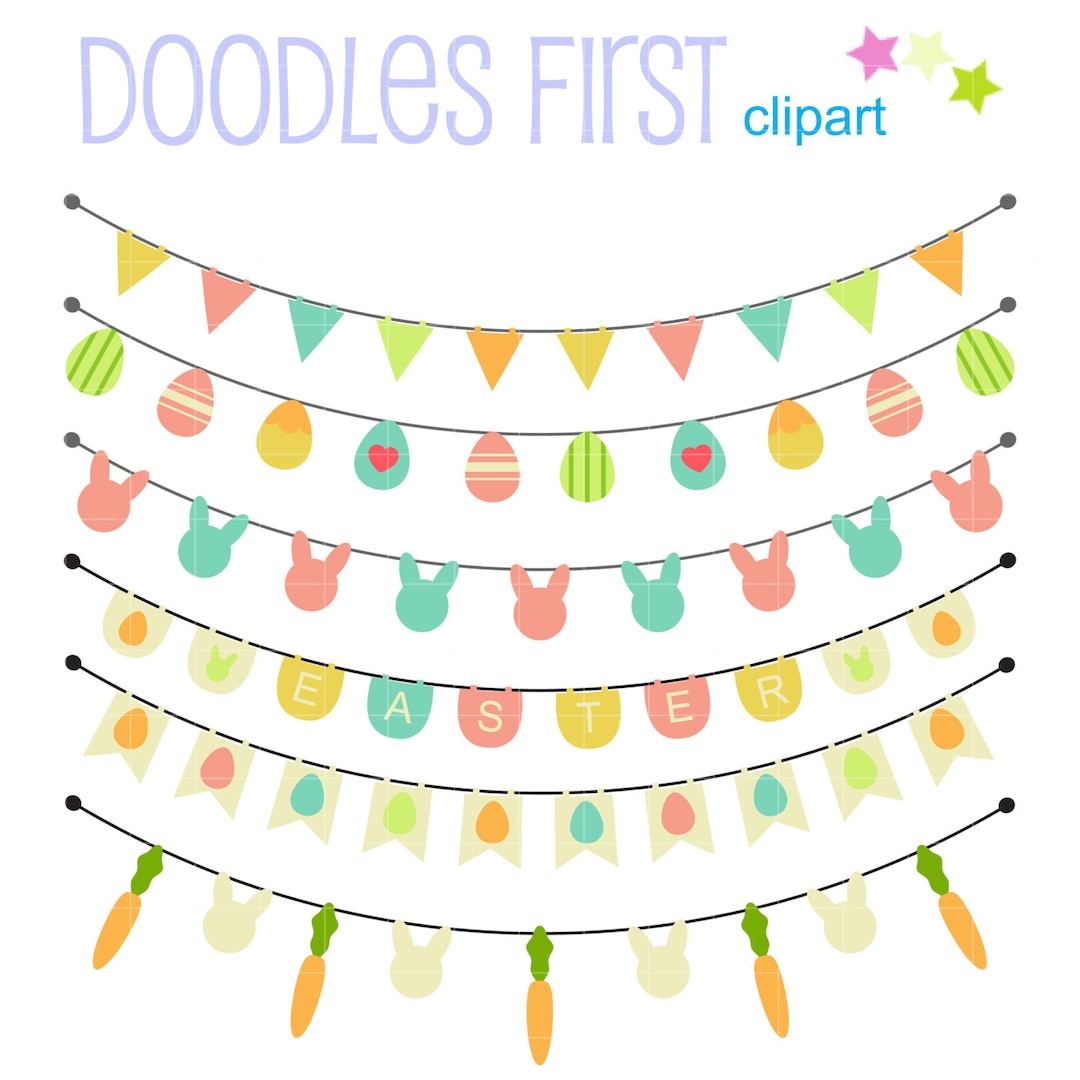 Happy Easter Buntings Digital Clipart for Scrapbooking, Cricut Cut ...