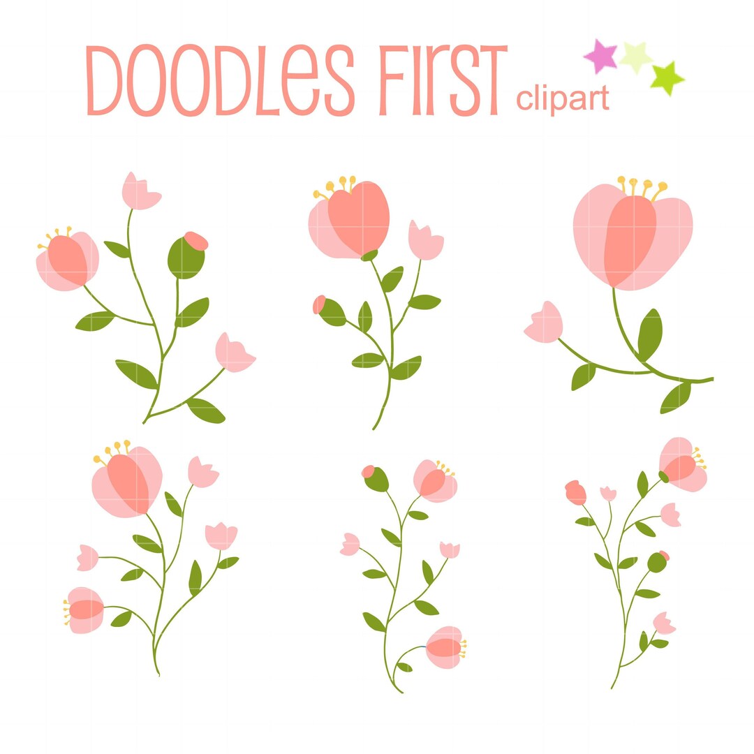 Pink Flower Set Digital Clip Art for Scrapbooking Card Making Cupcake ...