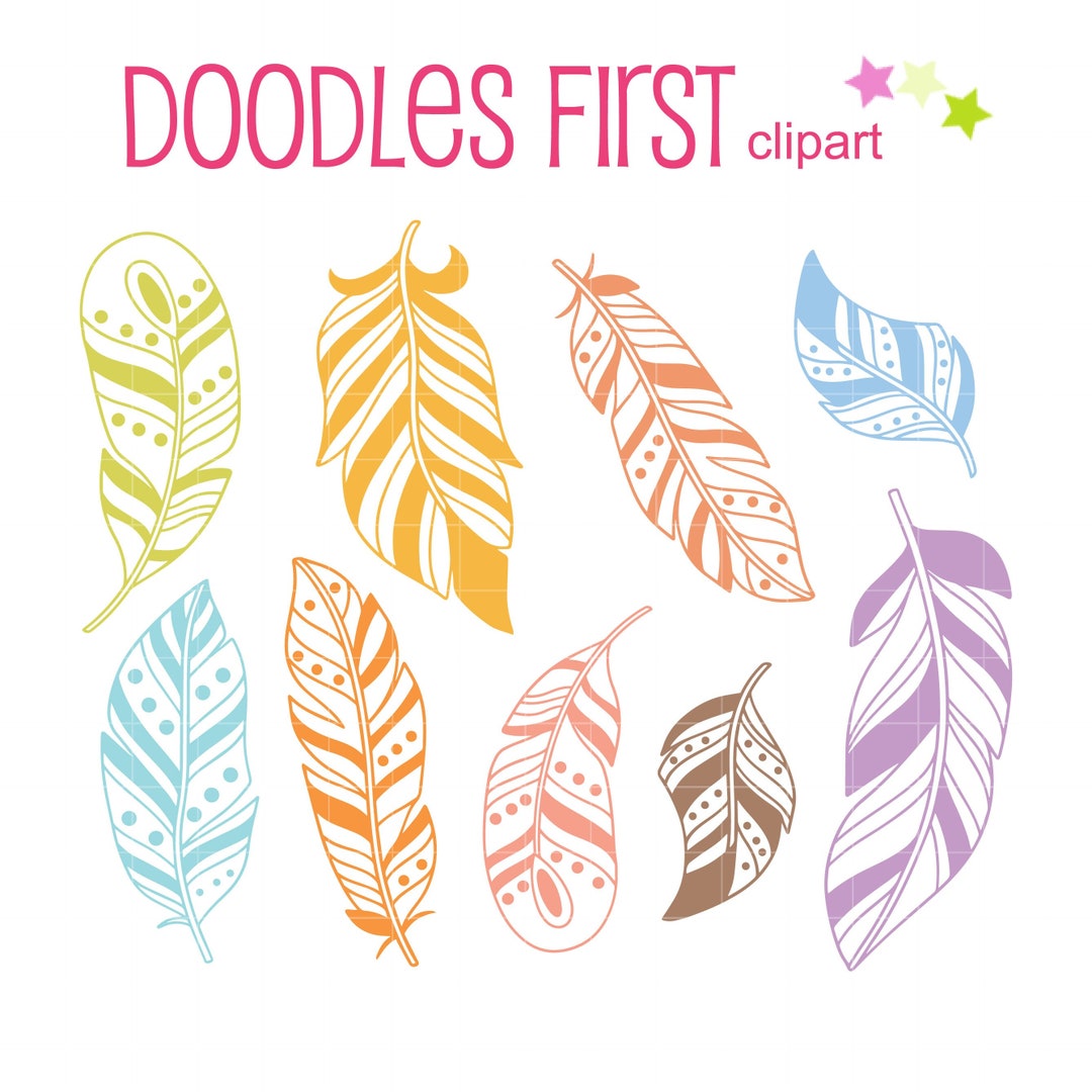 Bohemian, Boho Feathers Set Clip Art for Scrapbooking Card Making ...