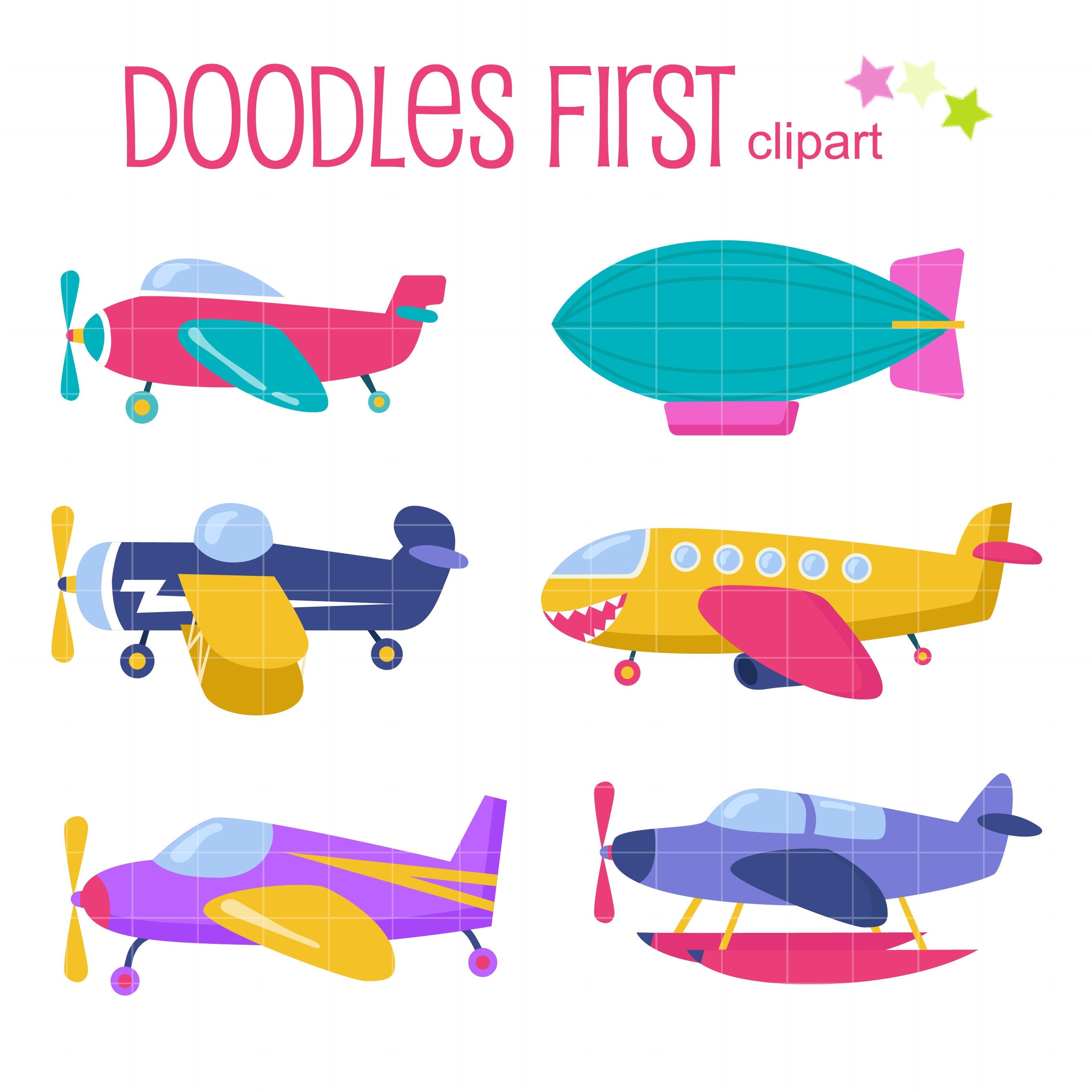 Colorful Airplane Collection Digital Clip Art for Scrapbooking - Etsy UK