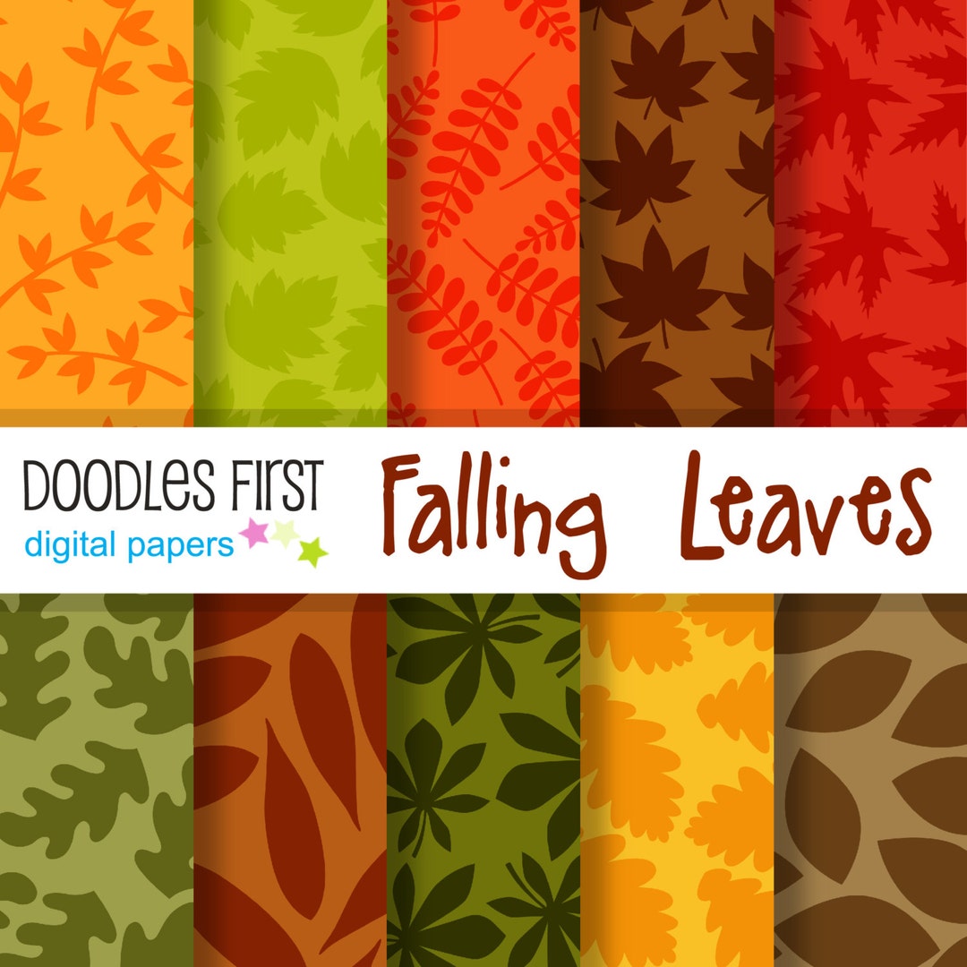 Falling Leaves Digital Paper Pack Includes 10 for Scrapbooking Paper ...