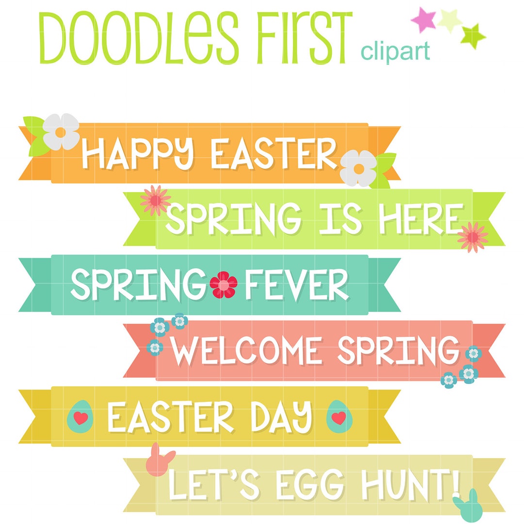 Easter Banners Clip Art for Scrapbooking Card Making Cupcake Toppers ...
