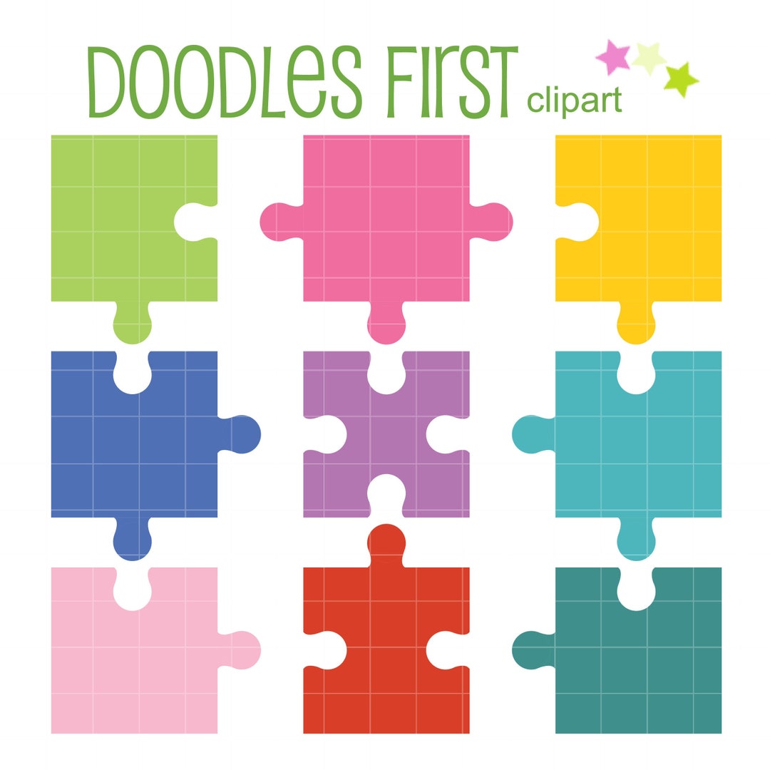 Colorful Blank Puzzle Piece Digital Clip Art for Scrapbooking Card ...