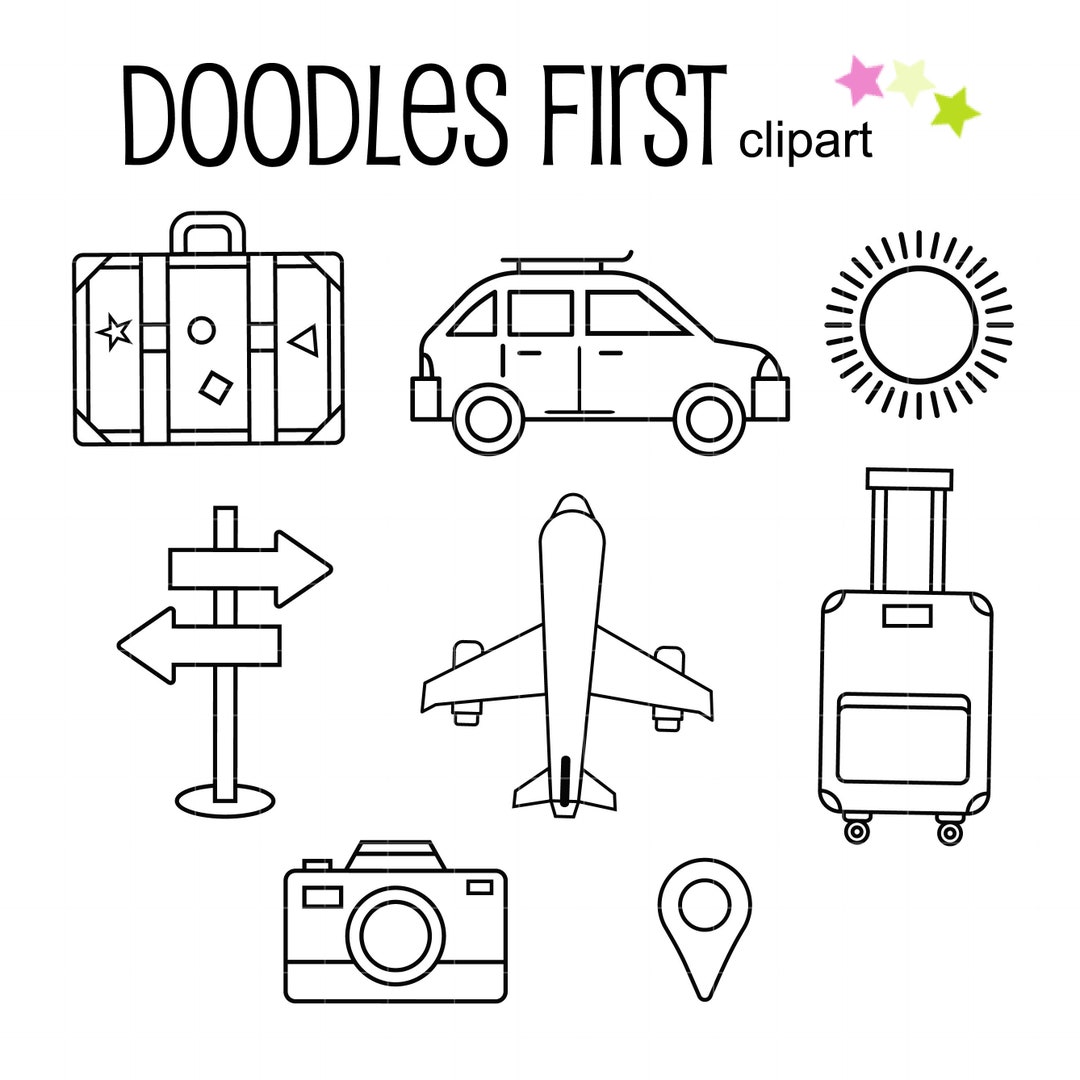 Outline Vacation Set Digital Clip Art for Scrapbooking Card Making ...