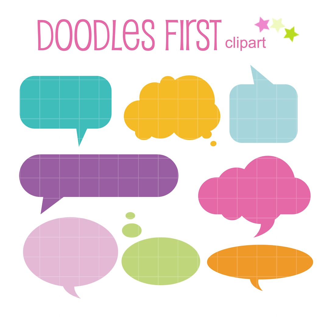 Colorful Blank Bubble Speech Digital Clip Art for Scrapbooking Card ...