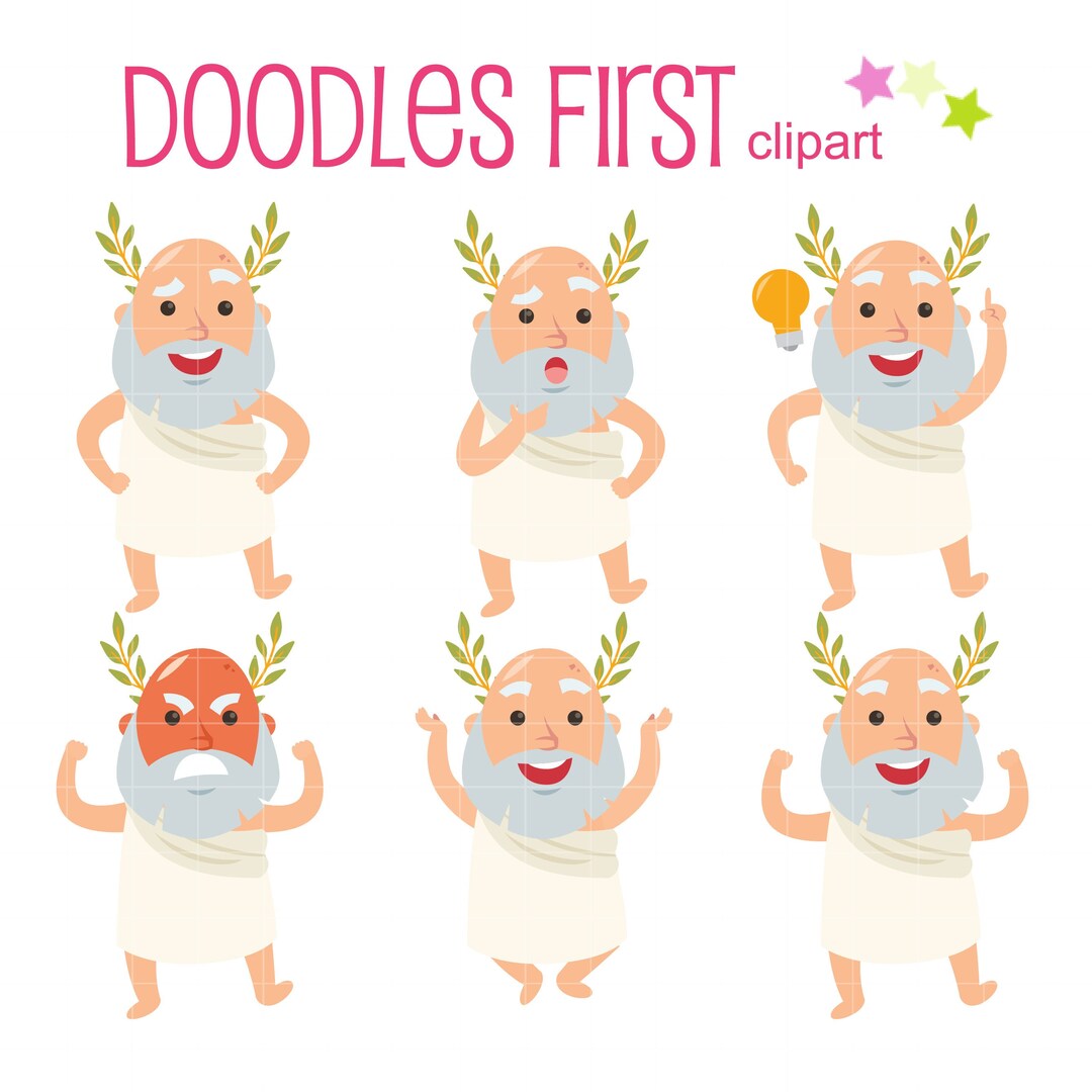 Cute Philosopher Socrates Character Digital Clip Art for Scrapbooking ...