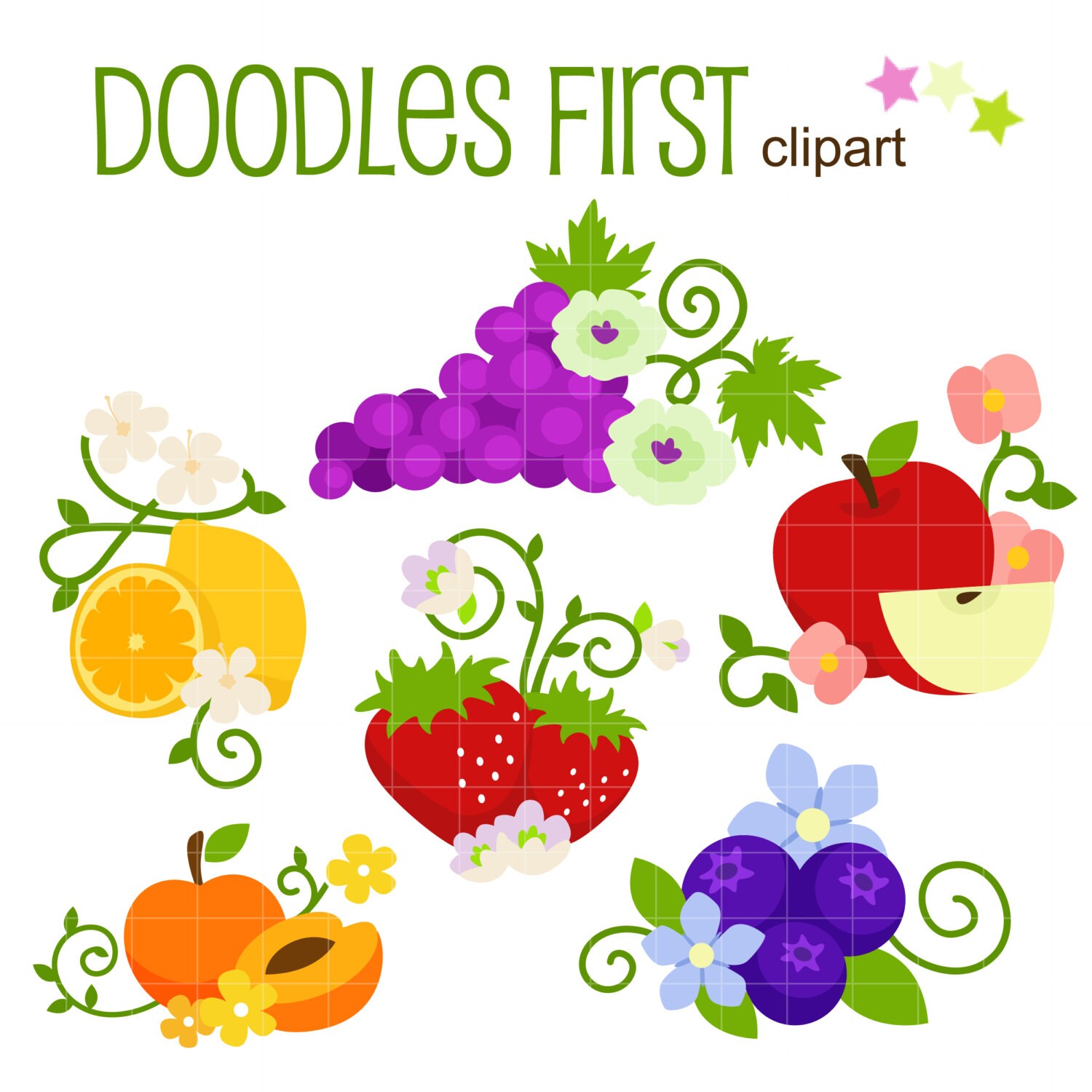 Fruits and Flowers Bouquets Digital Clip Art for Scrapbooking | Etsy