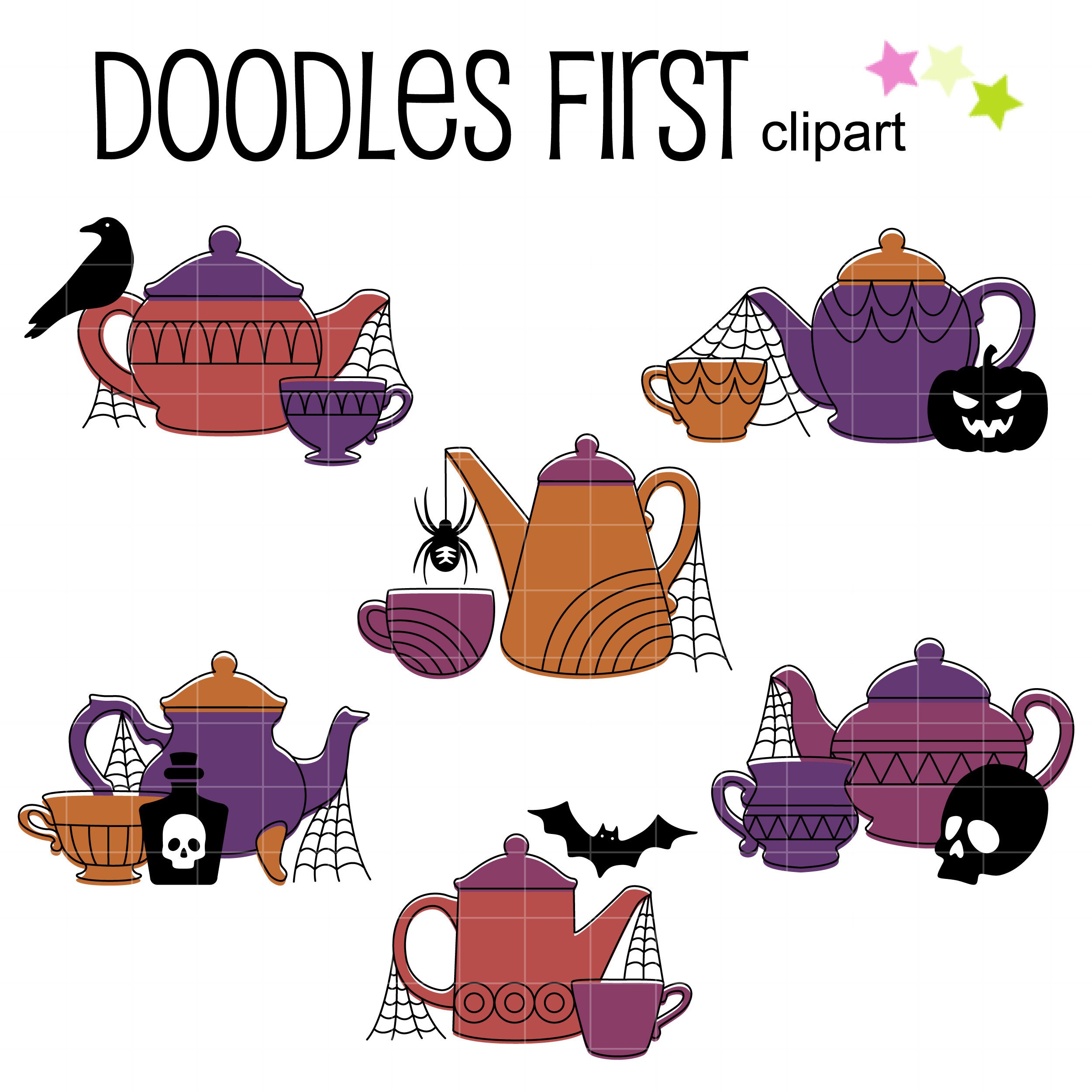 Creepy Tea Party Digital Clip Art for Scrapbooking Card Making Cupcake ...