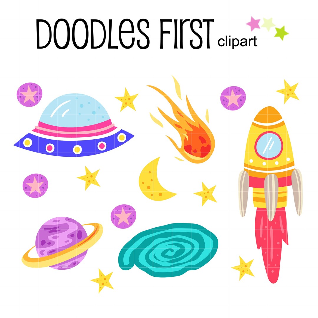 Outer Space Elements Clip Art for Scrapbooking Card Making Cupcake ...