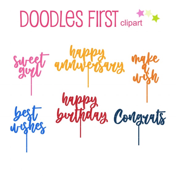 Cake Toppers Greetings Digital Clip Art for Scrapbooking Card - Etsy