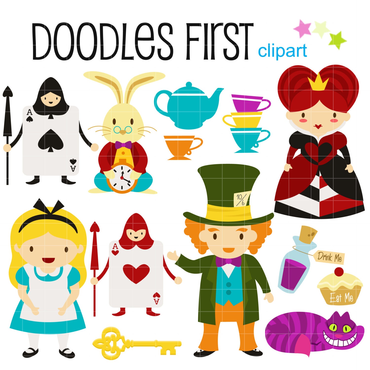Alice in Wonderland Clip Art Set Tea Party Clip Art Girls Clipart Clip ...